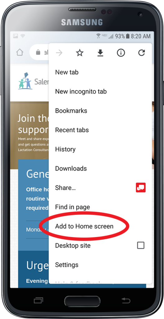 Mobile Device Web App - Salem Pediatric Clinic